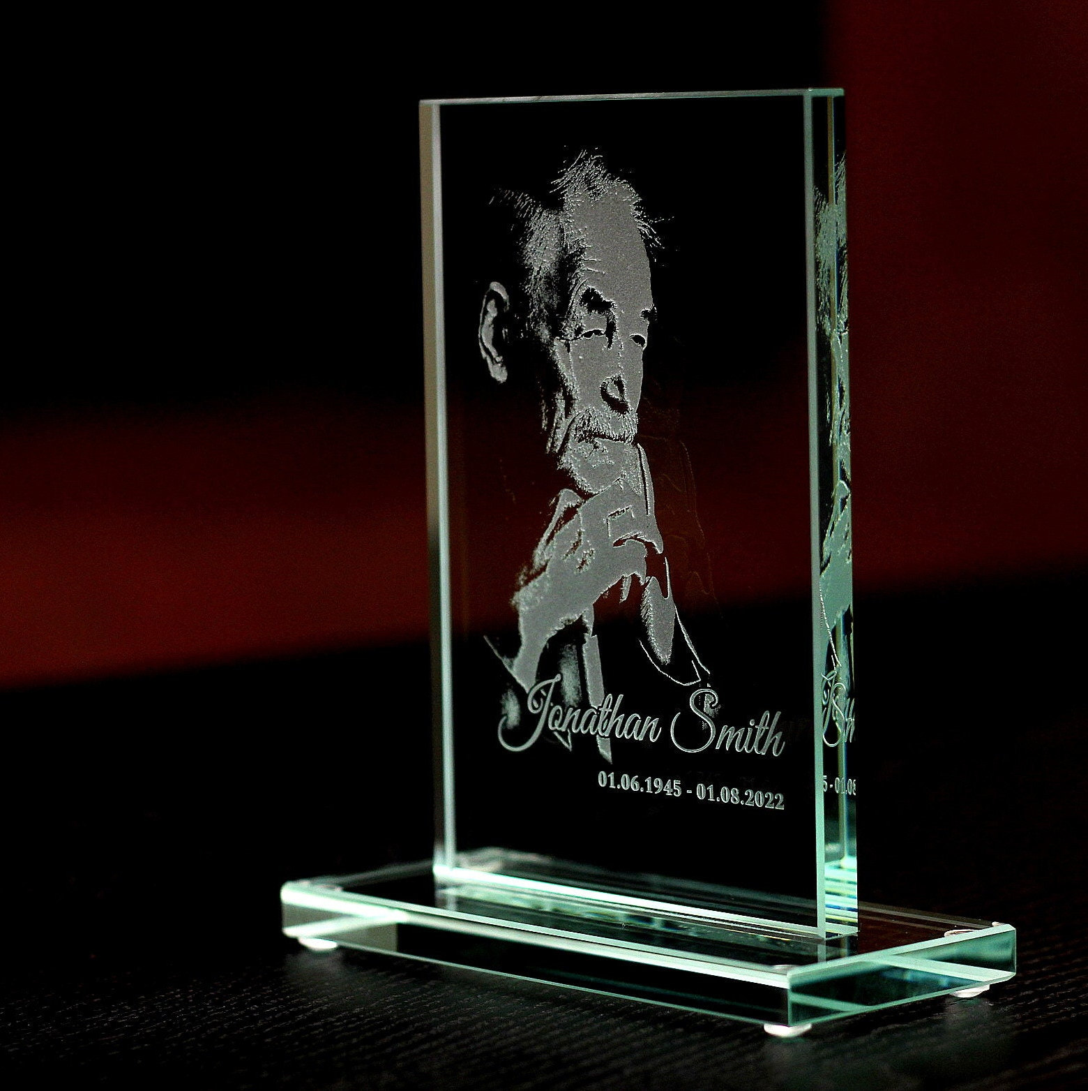 Memorial Glass With Engraved Photo Personalized Engraved Glass Standing ...