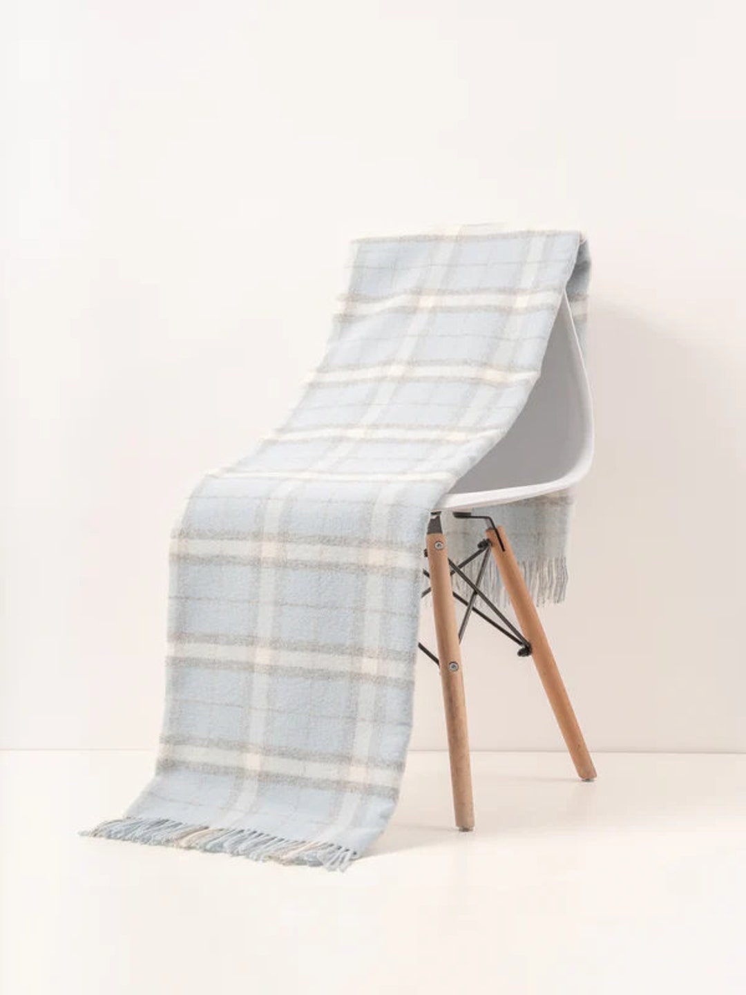 Soft Light Blue Plaid Alpaca Blanket Natural Alpaca Wool Blanket for ...