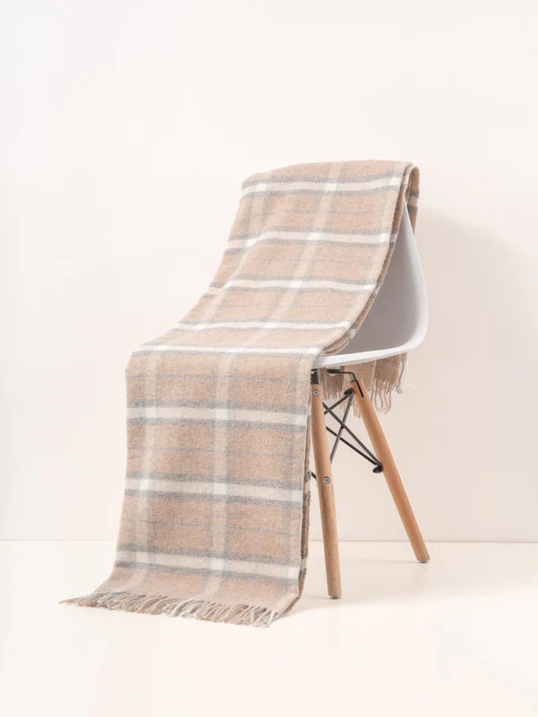 Soft Beige Plaid Alpaca Blanket Natural Alpaca Wool Blanket for Home ...