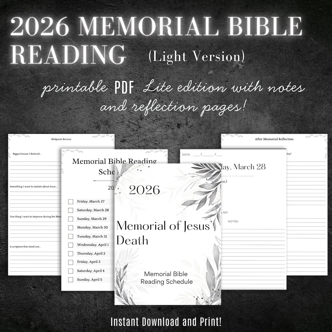 JW 2026 Memorial Bible Reading Schedule and Study (LIGHT) | Memorial ...