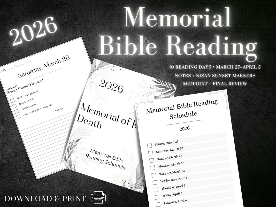 JW 2026 Memorial Bible Reading Schedule and Study (LIGHT) | Memorial ...
