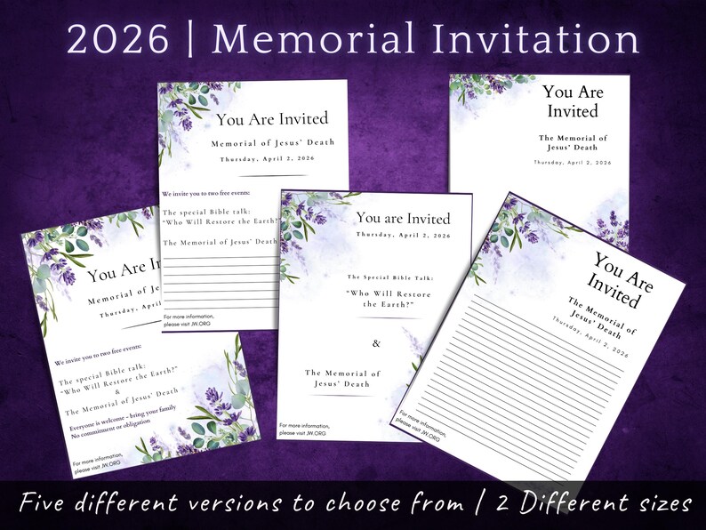 Memorial of Jesus' Death Invitation | 2026 | Special Talk | Letter ...