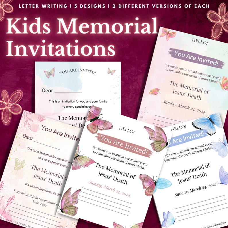 Memorial of Jesus' Death Invitation 2024 Jw Memorial Invite Letter ...