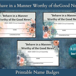 Name Badges | JW Printable | Behave in a Manner Worthy of the Good News ...