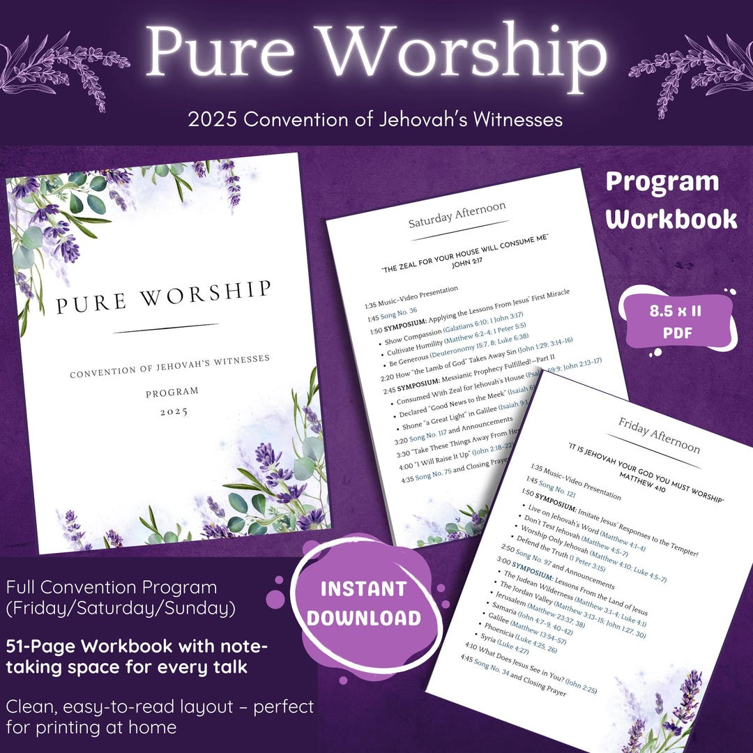 2025 Pure Worship Convention Workbook – Jehovah’s Witnesses JW Program ...