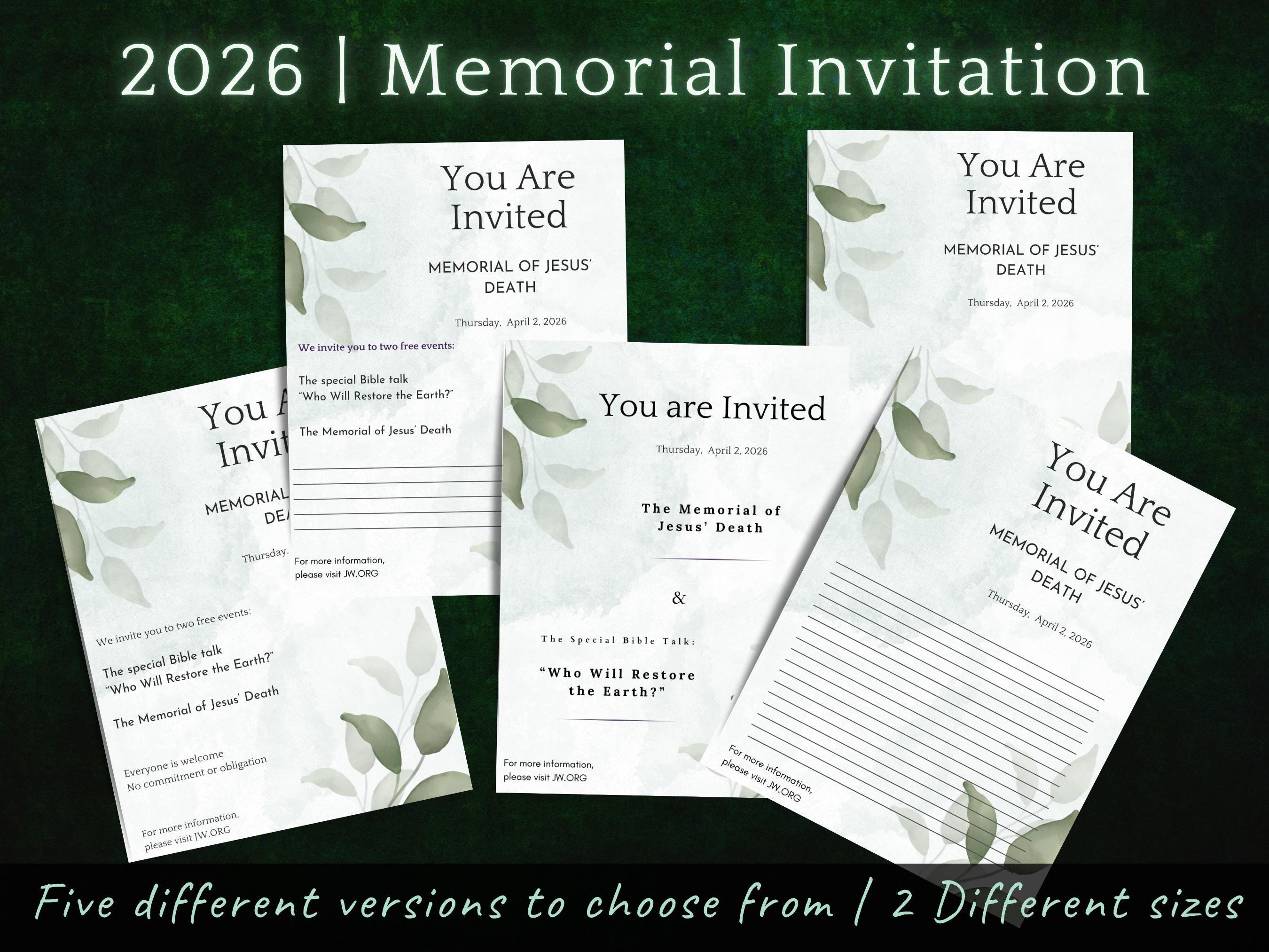 Memorial of Jesus' Death Invitation | 2026 | Special Talk | Letter ...