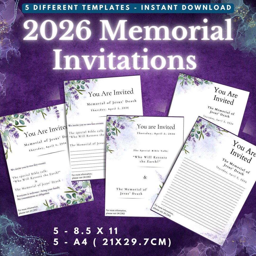 Memorial of Jesus' Death Invitation | 2026 | Special Talk | Letter ...