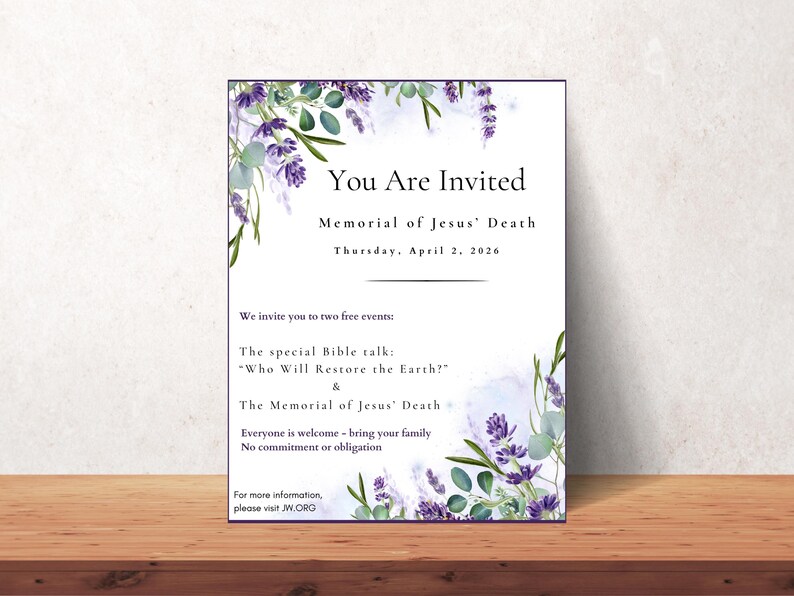 Memorial of Jesus' Death Invitation | 2026 | Special Talk | Letter ...