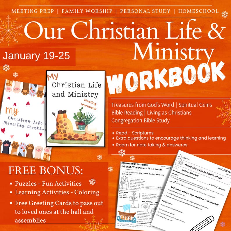 JW Kids Meeting Workbook January 15-29 | Printable Study Guide ...