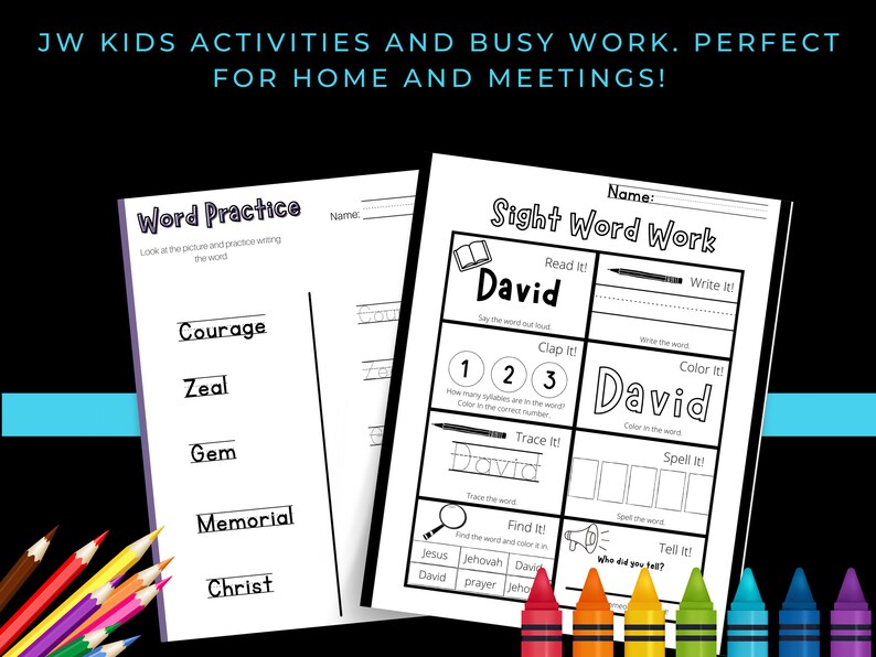 Jw Kids Activity Book: Sight Words, Coloring, Shapes (printable ...