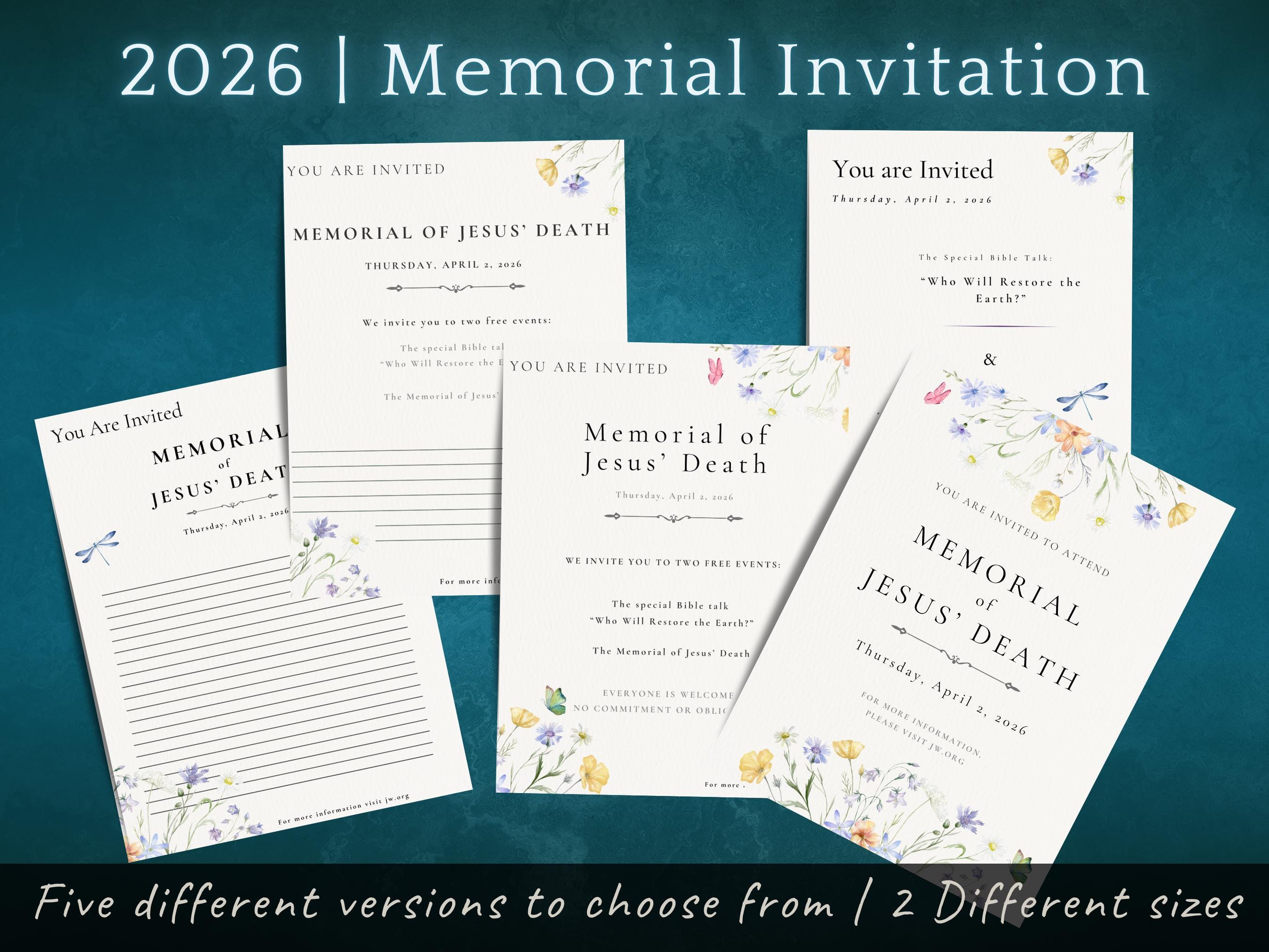 Memorial of Jesus' Death Invitation | 2026 | Special Talk | Letter ...