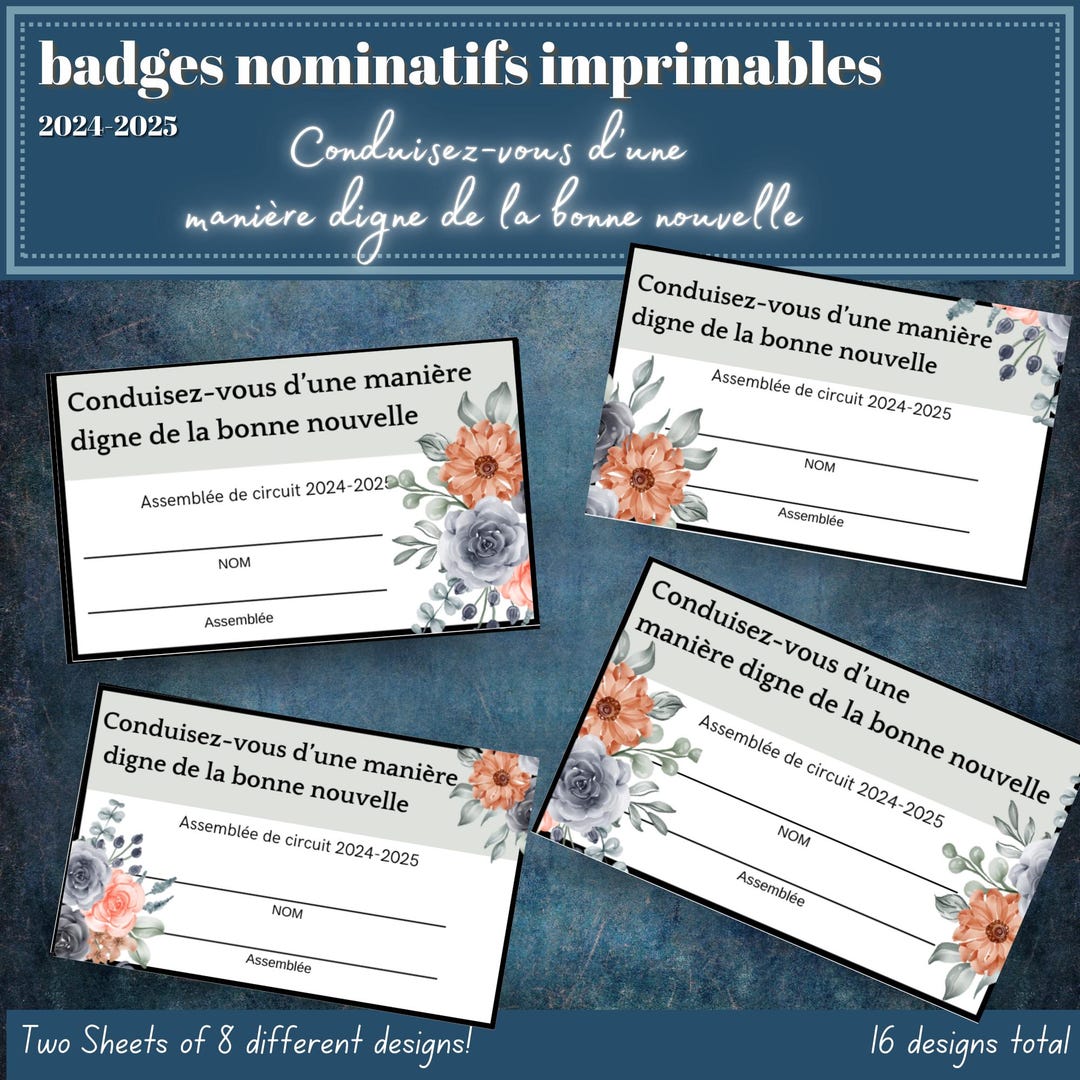 Name Badges in French | JW Printable | Behave in a Manner Worthy of the ...