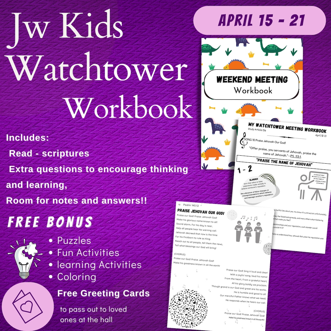 Jw Kids Watchtower Study Guide April 15-21 Meeting Workbook Printable ...
