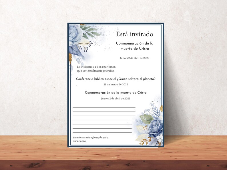2026 Memorial Invitation | Invitación Conmemoración 2026 | Blue Floral ...