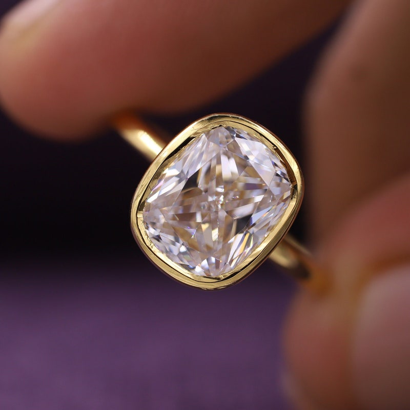 Cushion Bezel Ring - Etsy