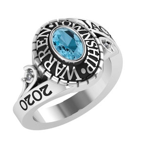 Blue Stone Class Ring,high School Class Ring,gemstone Ring, Simulated ...