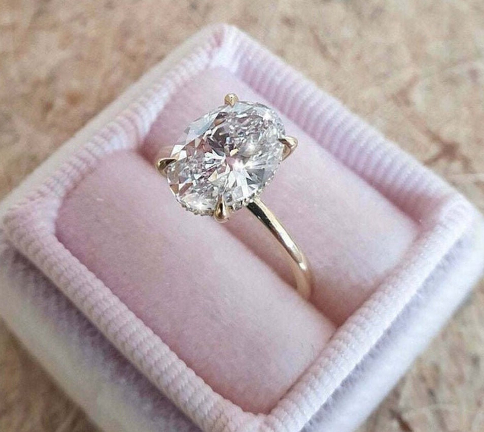 Oval Hidden Halo Wedding Ring Oval Engagement Ring - Etsy