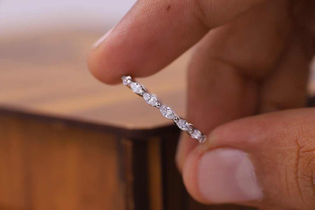 Bubble Prong Set Matching Diamond Band, Full Eternity Marquise Cut ...