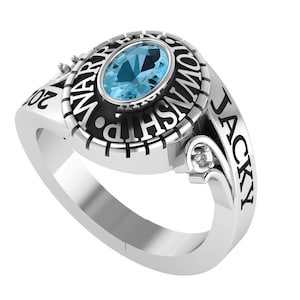 Blue Stone Class Ring,high School Class Ring,gemstone Ring, Simulated ...