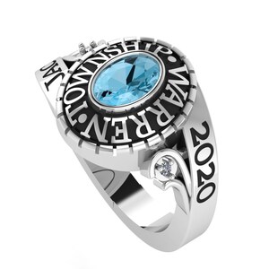 Blue Stone Class Ring,high School Class Ring,gemstone Ring, Simulated ...