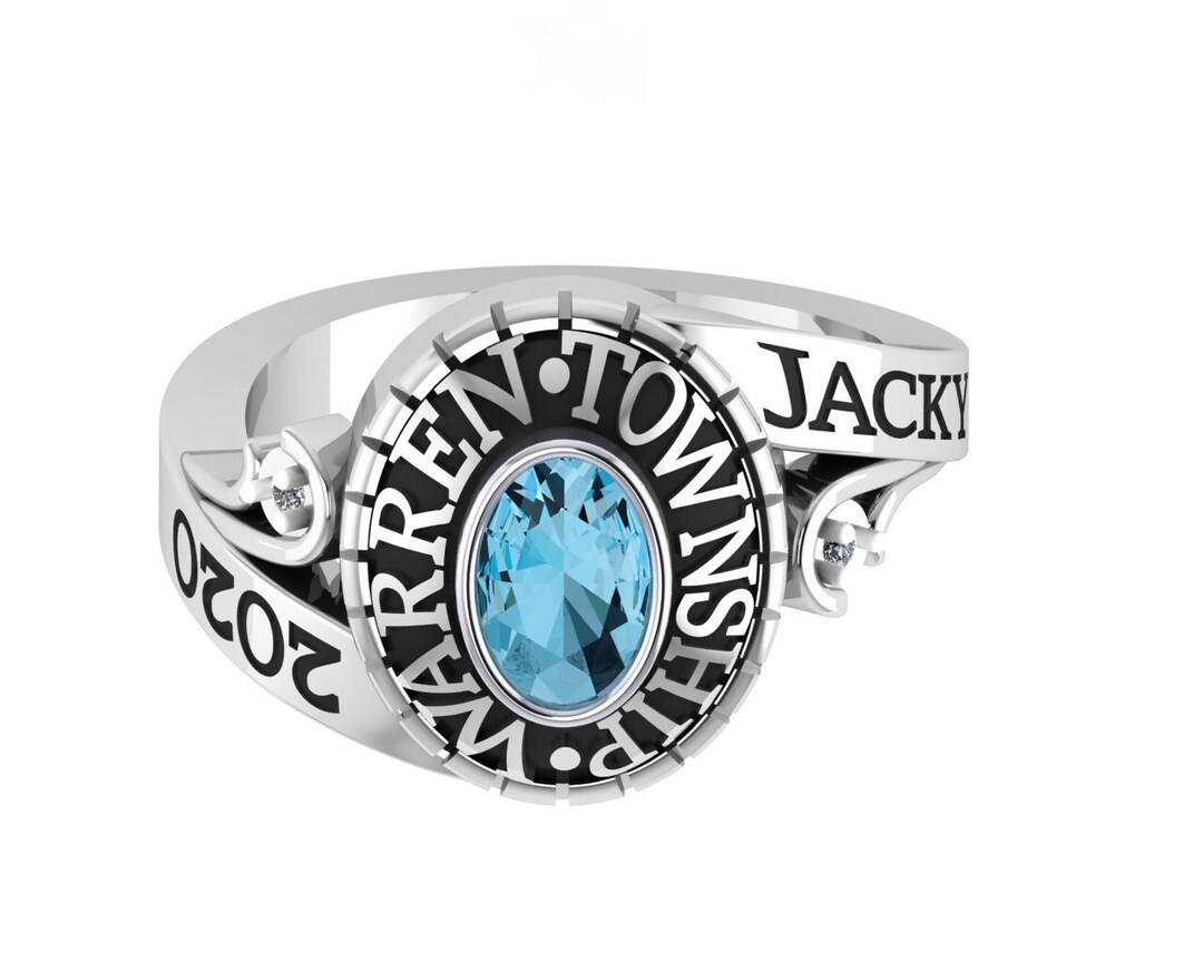Blue Stone Class Ring,high School Class Ring,gemstone Ring, Simulated ...