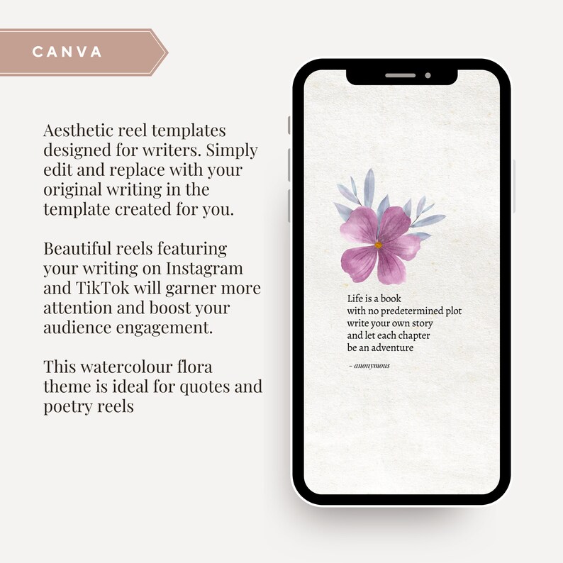 20 Instagram Animated Reel Templates, Watercolour Flora Design, Writer ...