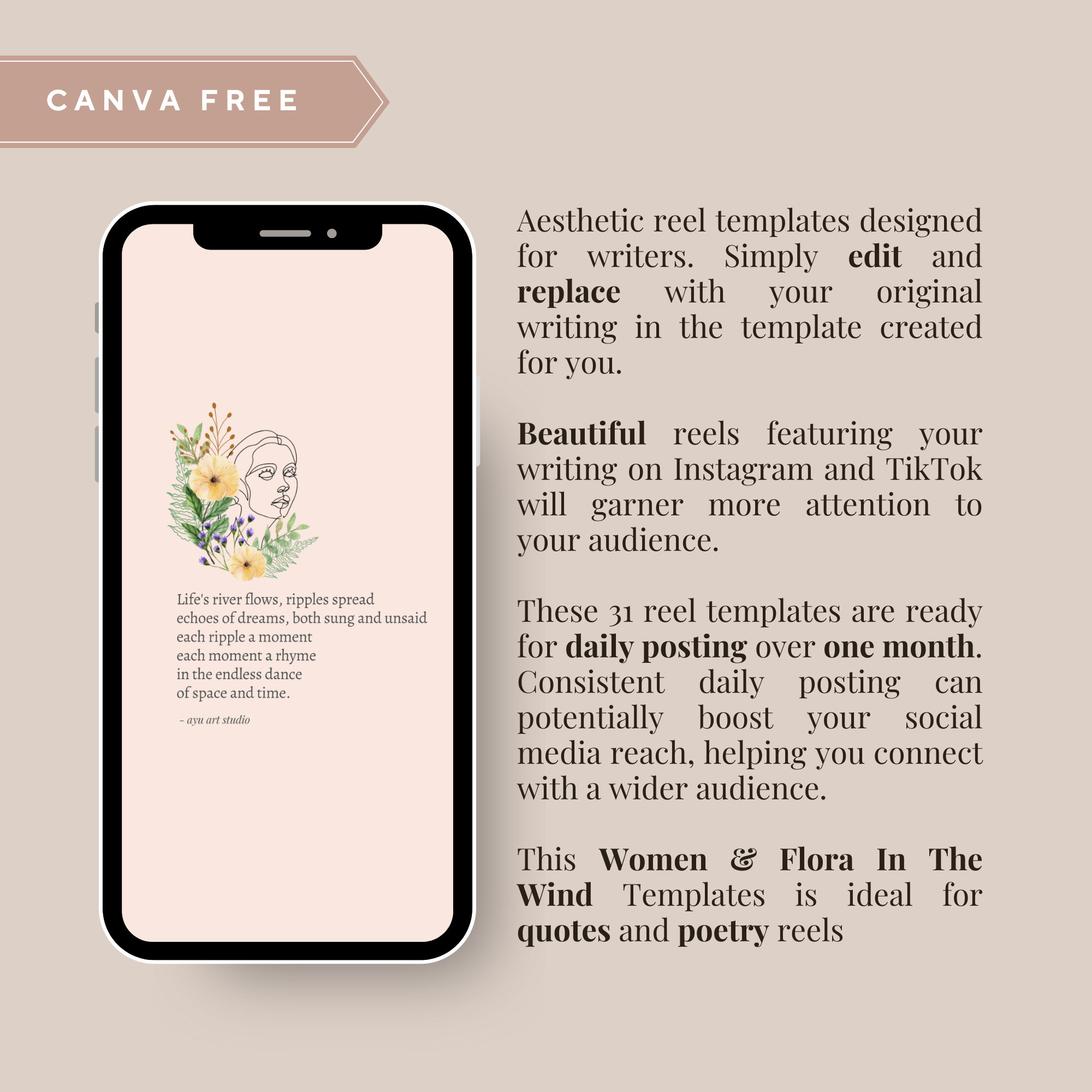 Writer Instagram Reel Templates, 1-month Reel Templates, Quotes ...