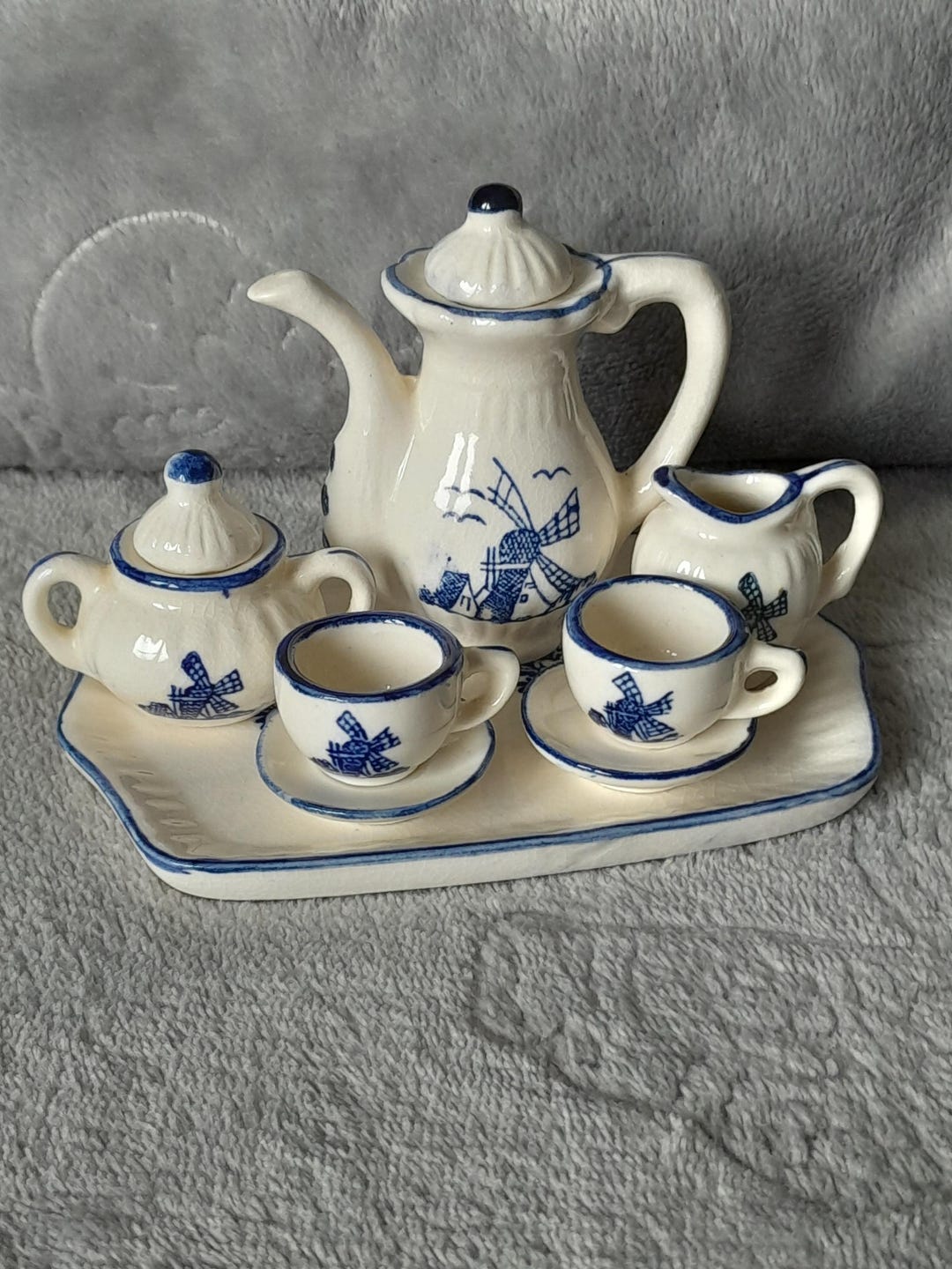 Delft Style Vintage Miniature Tea Set. - Etsy