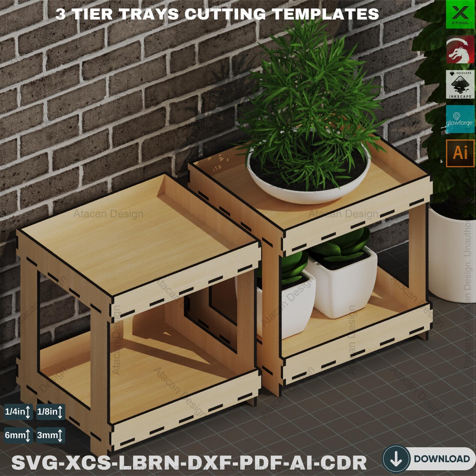Laser Cut 3 & 2 Tier Display Shelves Wood Files,versatile Tiered ...