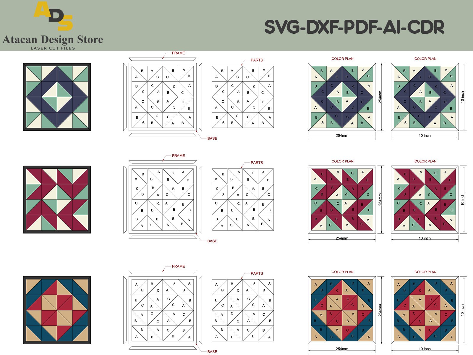 24 Barn Quilt Mega Bundle / SVG Laser Cut Files / Laser Ready Glowforge ...
