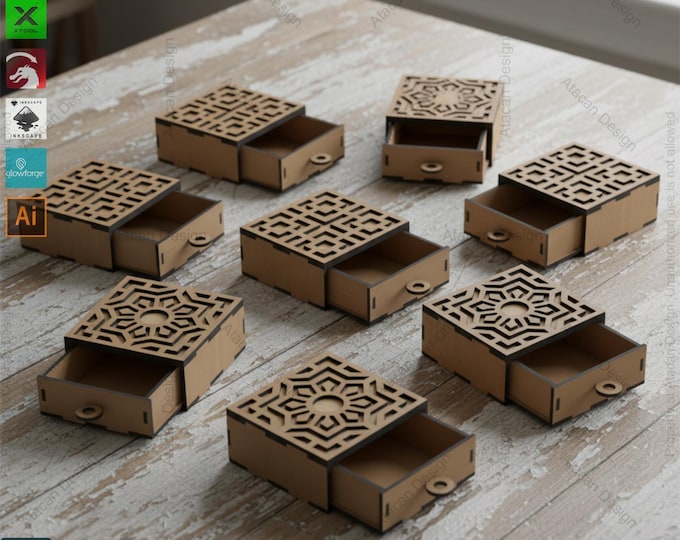 Laser Cut Wooden Boxes With Drawers - Digital SVG, DXF, AI Files for ...