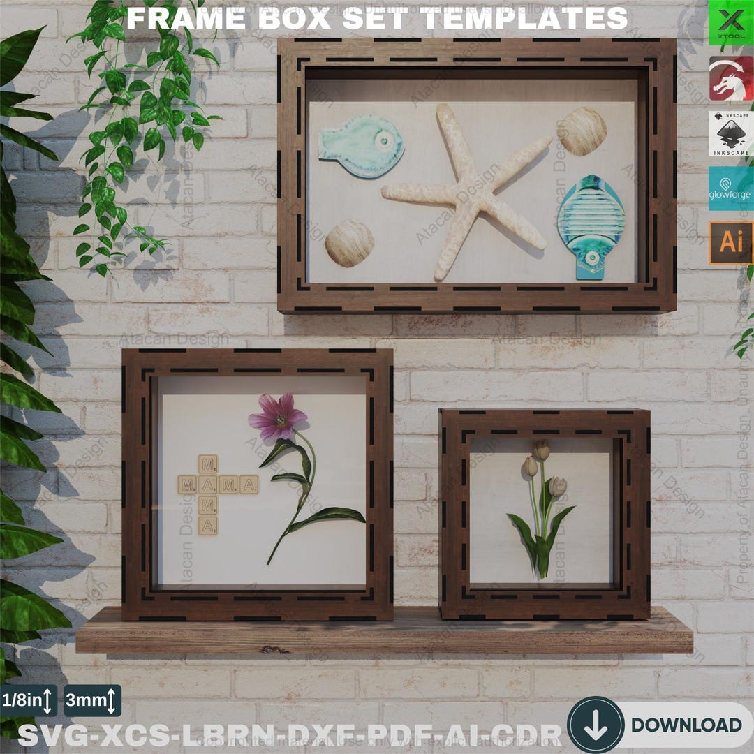 Laser Cut Shadow Box Set 6 Sizes, Memory Display Frames,flower Display ...