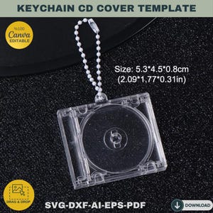 Keychain CD Cover Template Svg Canva Editable,sublimation DIY, Drag ...