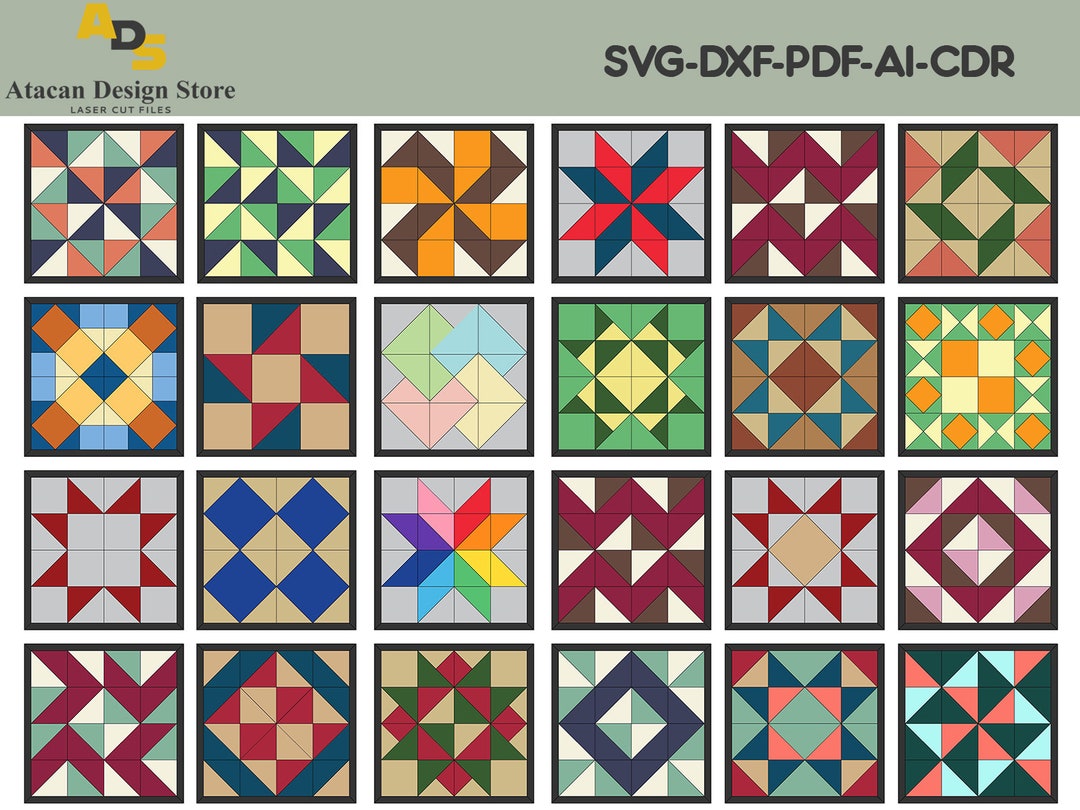 24 Barn Quilt Mega Bundle / SVG Laser Cut Files / Laser Ready Glowforge ...