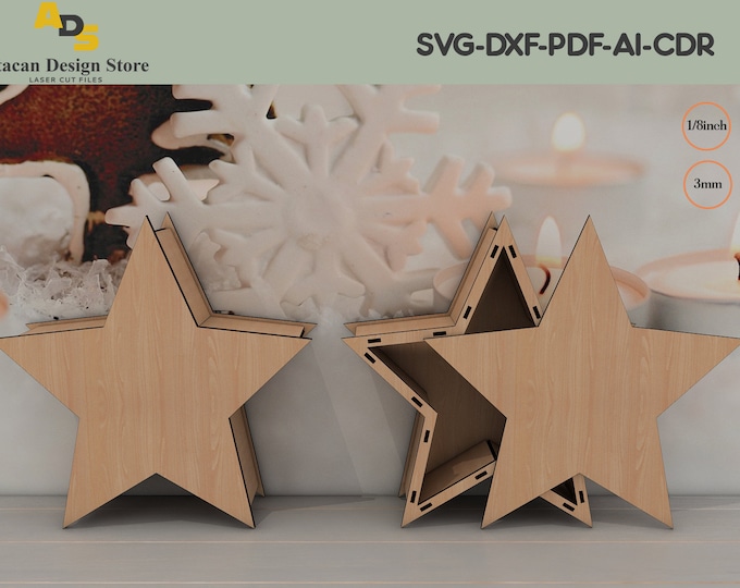 Plotterdatei Sternenbox Schachtel Verpackung Weihnachten Geschenk Stern Box SVG Silhouette Cameo ...