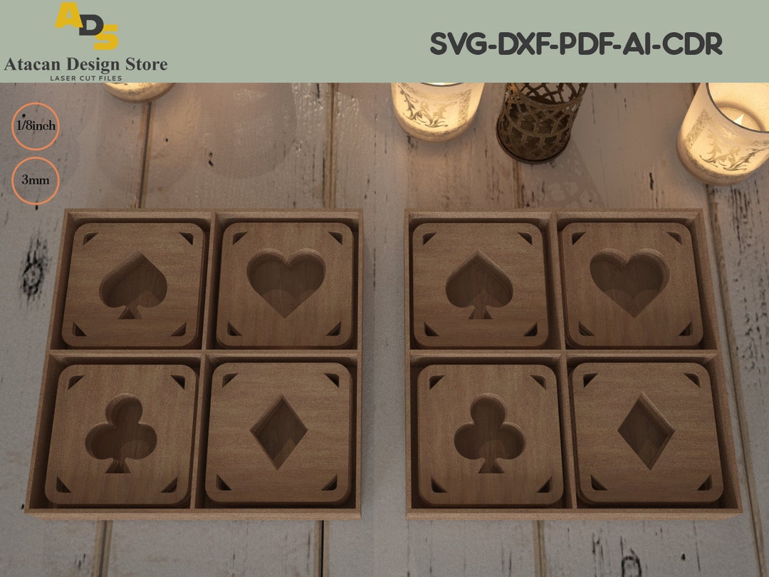 Playing Card Drink Coaster Set and Box / Coffee Beer Drink Mats ...