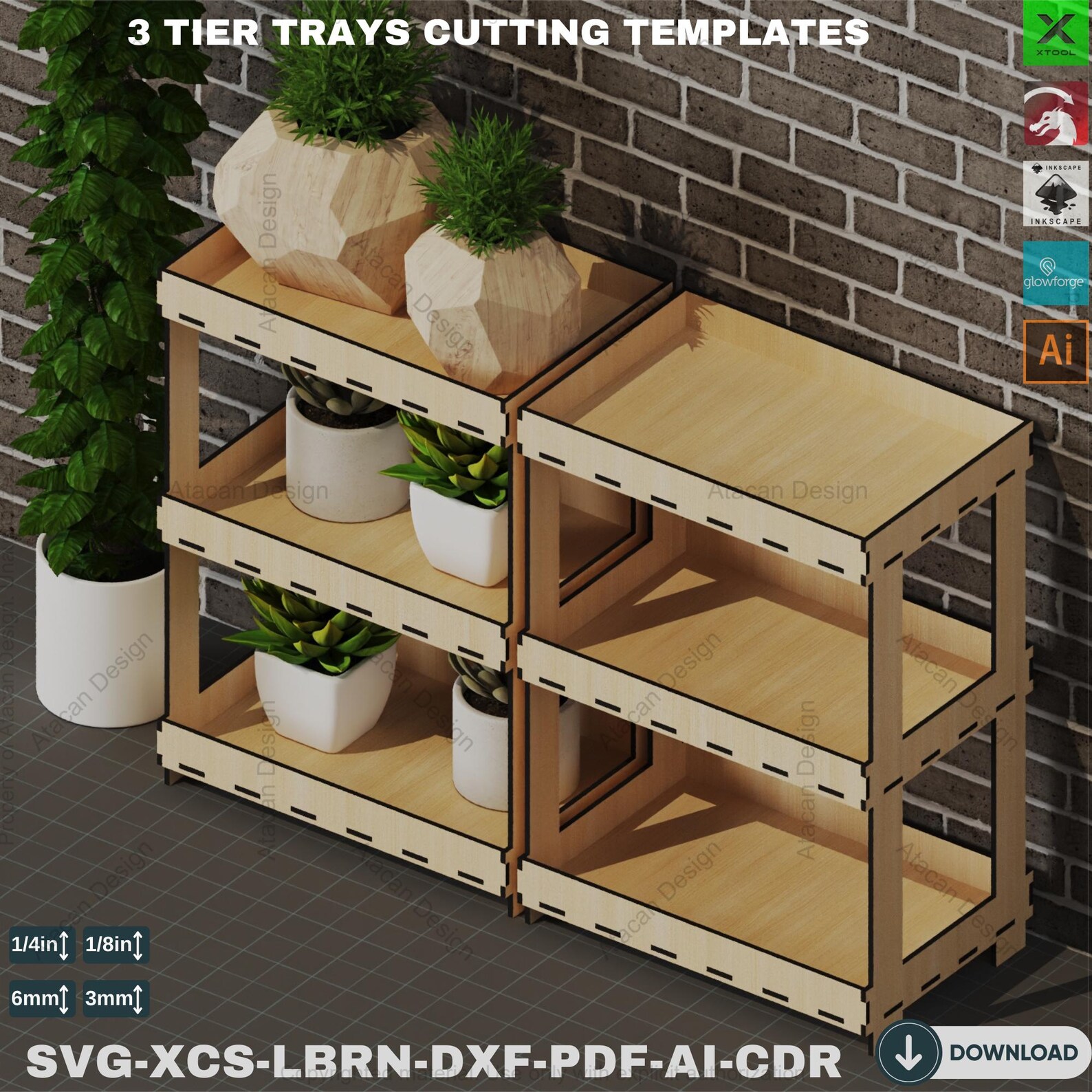 Laser Cut 3 & 2 Tier Display Shelves Wood Files,versatile Tiered ...