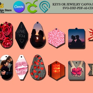 Keychain Templates for Canva / Keychain Canva Frames / Easy Drag and ...