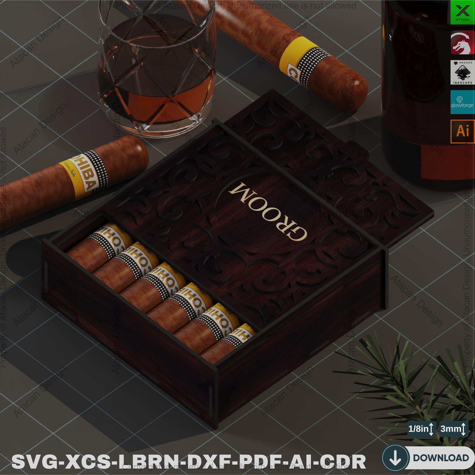 Laser Cut Wooden Cigar Box: Perfect for Best Man and Groomsmen Gifts ...