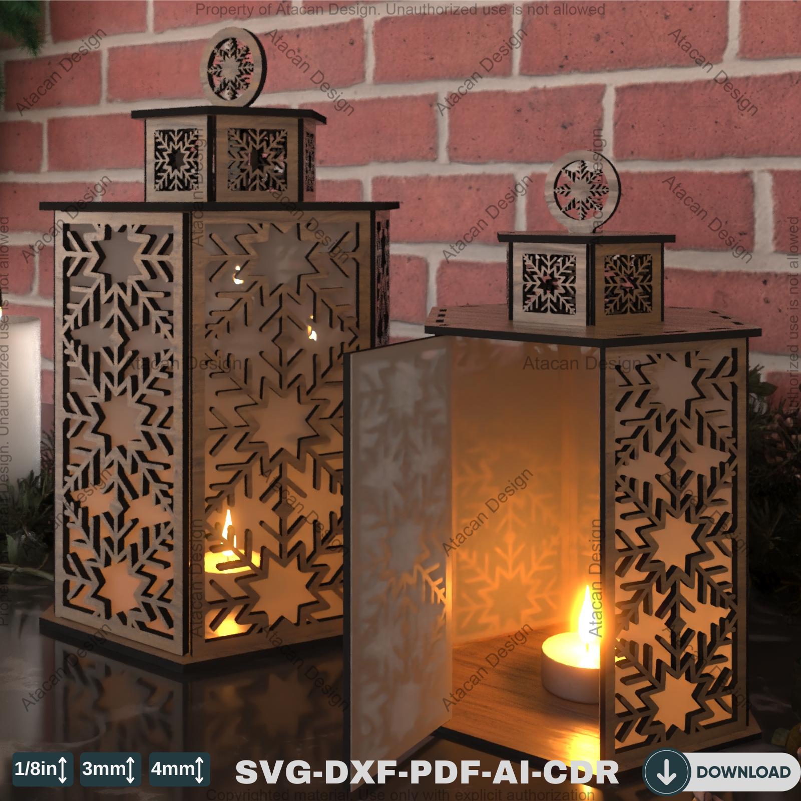 Laser Cut Snowflake Lantern Design | Beautiful Christmas Table Light ...