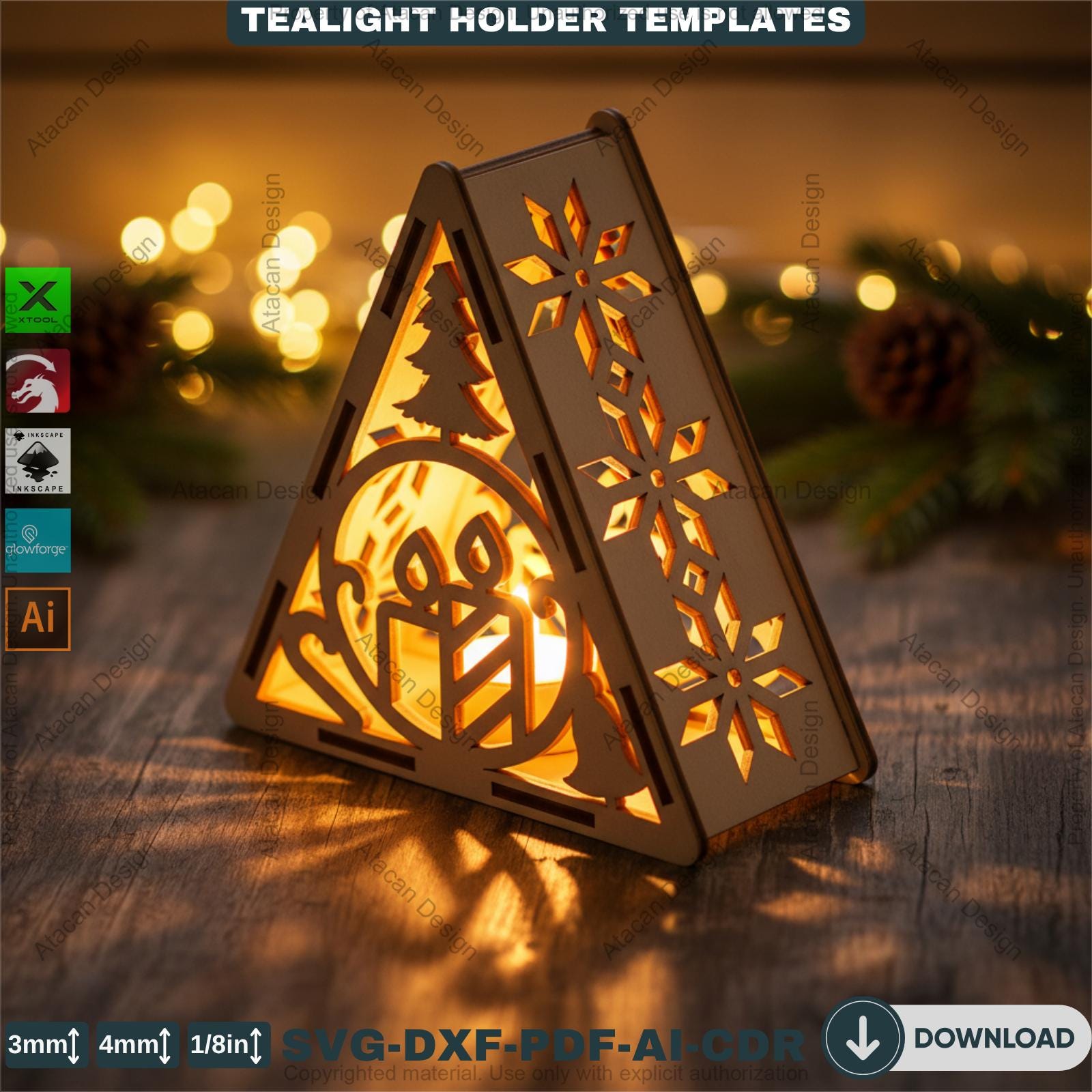 Festive Triangle Lanterns for Laser Cutting – Holiday Snowman Candle ...