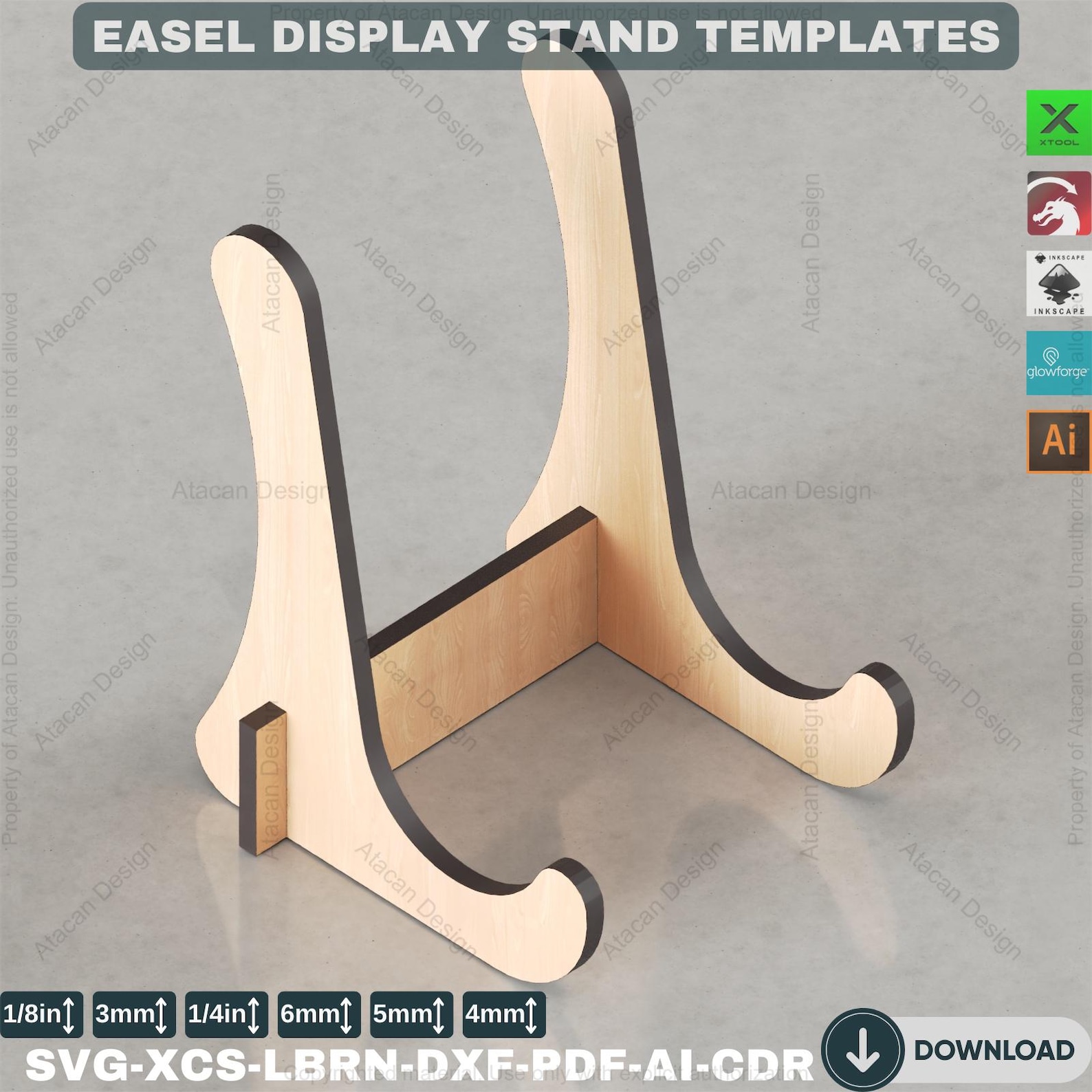 Easel Display Svg DXF Plate Stand Laser Cut Files / Easel Holder Svg ...