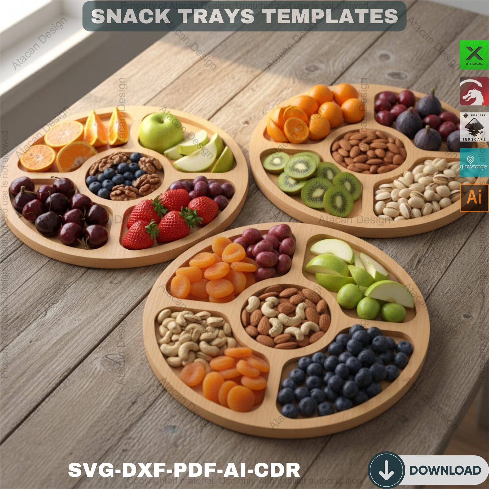 DIY Charcuterie Boards - Snack Trays Laser Cut Files for Stylish ...