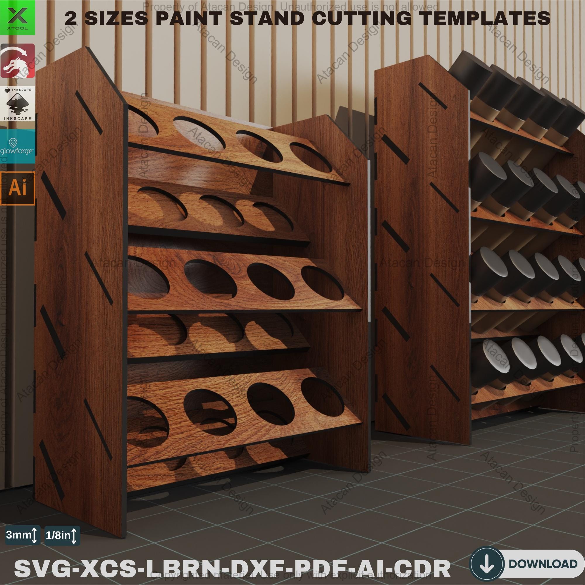 Laser Cut Paint Bottle Rack - 2 Sizes - Wood Files,diy Laser Cut Paint ...