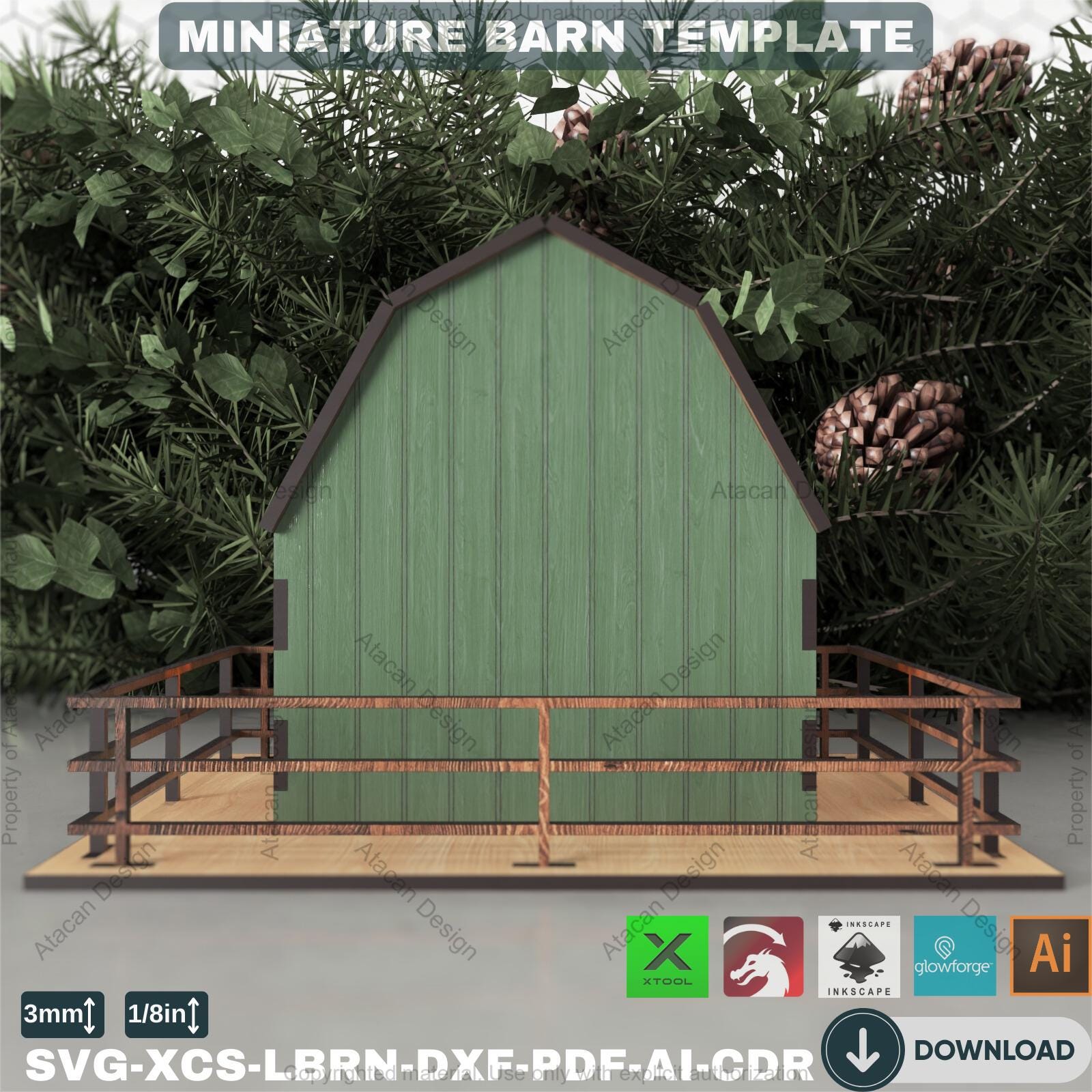 Laser Cut Barn Pattern Miniature Farm Village,nativity Scene Add-on ...