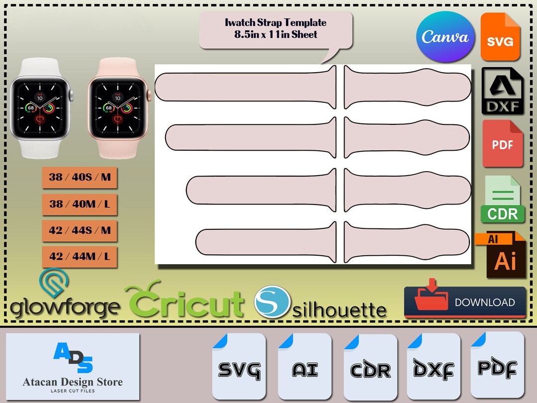 Apple Watch Band Template Custom Iwatch Strap Design Perfect for Canva ...
