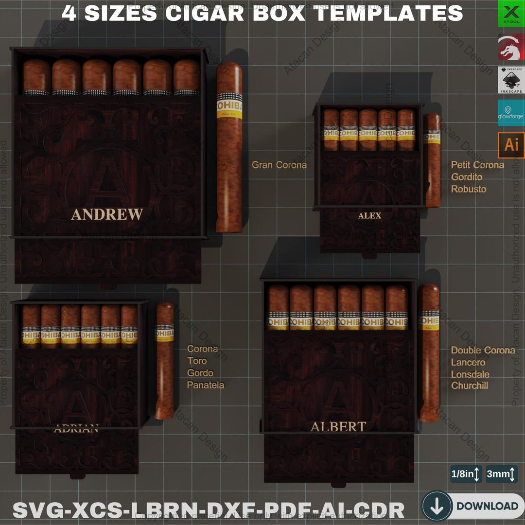 Laser Cut Wooden Cigar Box: Perfect for Best Man and Groomsmen Gifts,custom Cigar Box,four Size ...