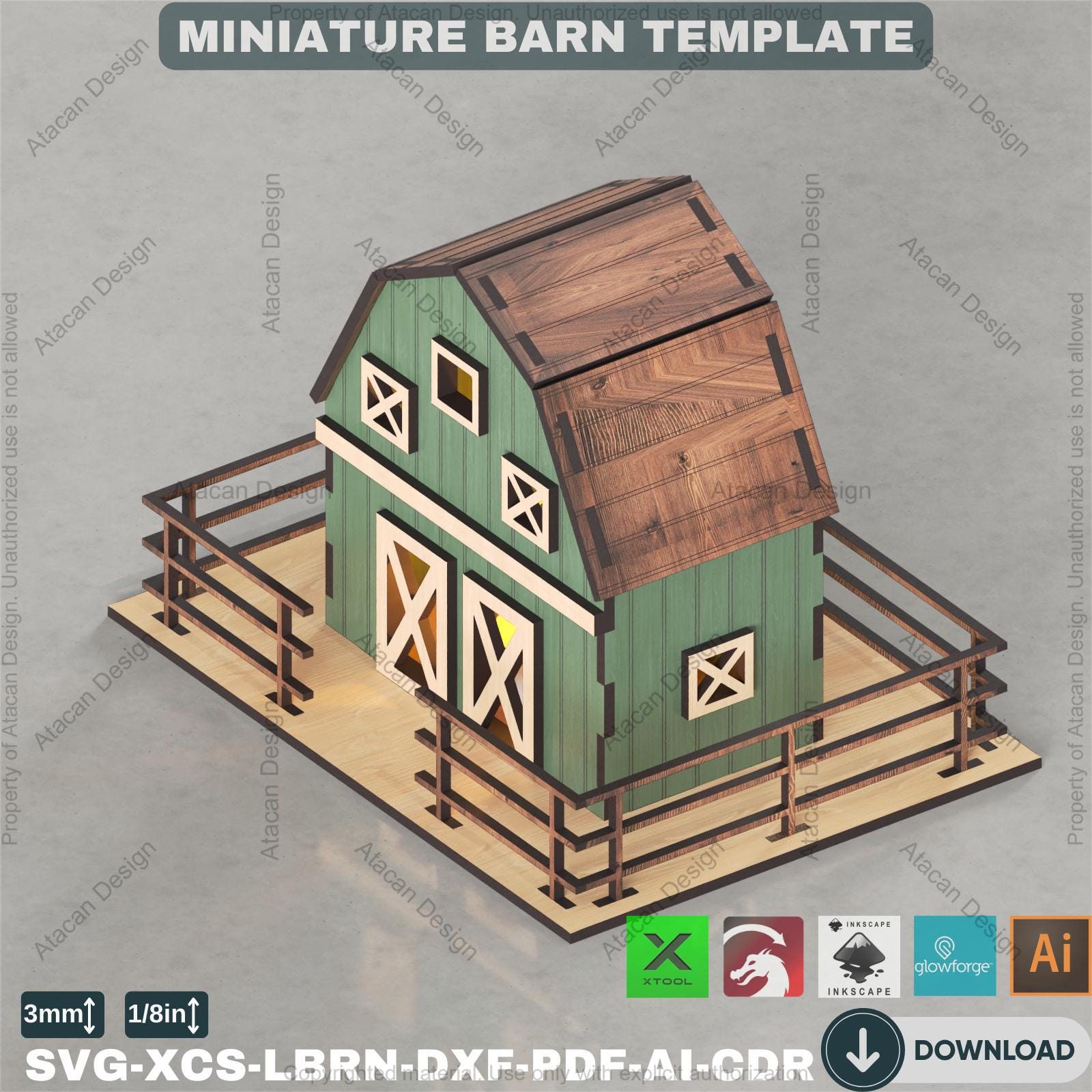 Laser Cut Barn Pattern Miniature Farm Village,nativity Scene Add-on ...