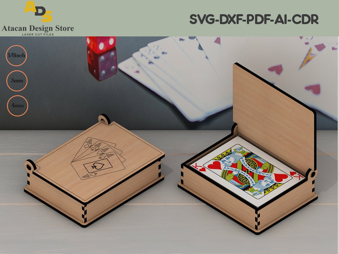Wooden Playing Card Box / Laser Cut Box With Lid / Laser Vector Files ...