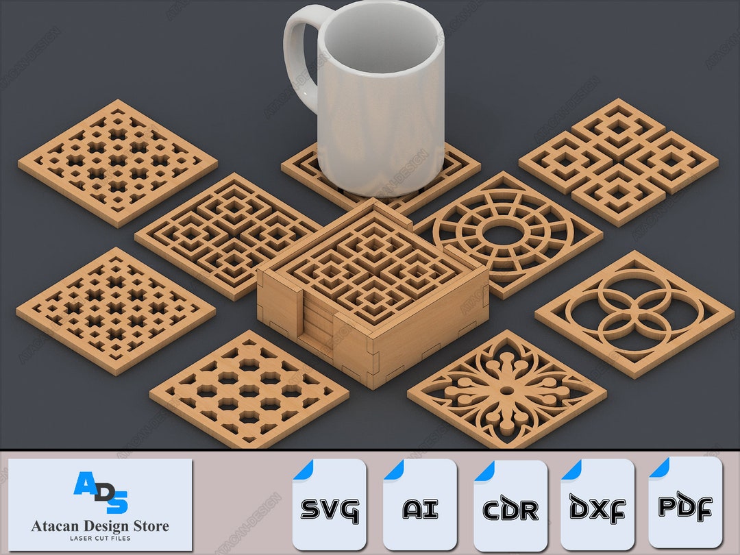 DIY Laser Cut Box With Geometric Coaster Set - Perfect for Home Decor ...
